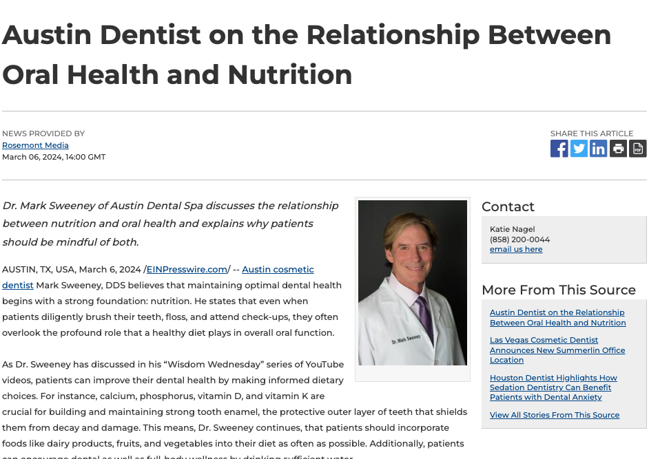 Austin Dentist on the Relationship Between Oral Health and Nutrition